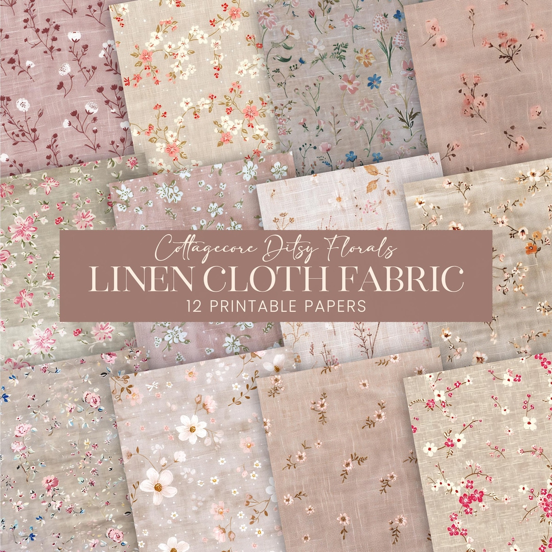 Ditsy Floral Fabric Scrapbook Papers, Mauve Cottagecore Petite Flowers ...