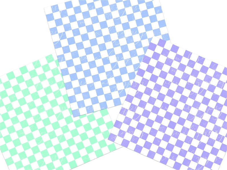 Distressed Checkerboard Digital Papers, Retro White and Colors Square ...