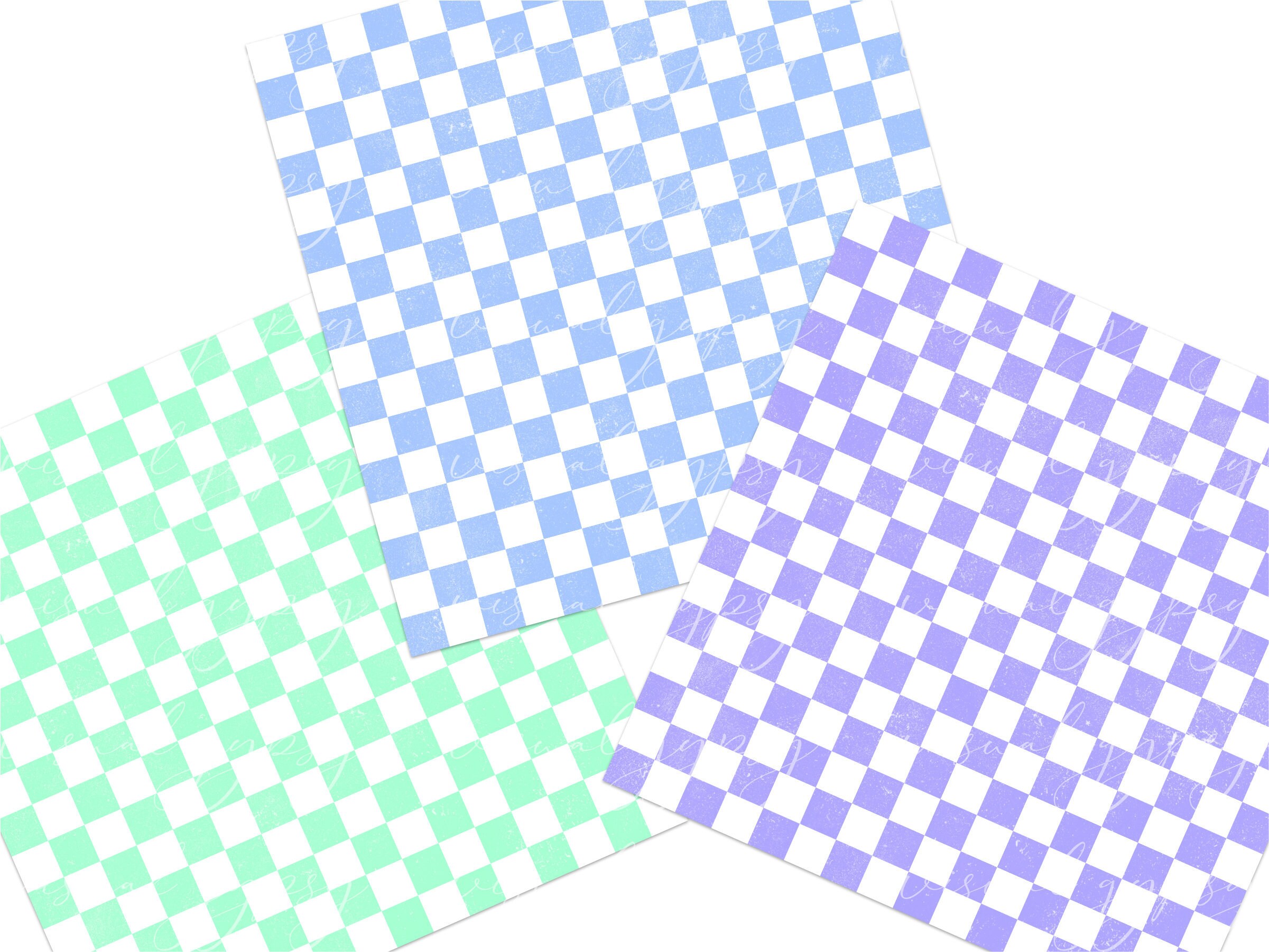 Distressed Checkerboard Digital Papers, Retro White and Colors Square ...