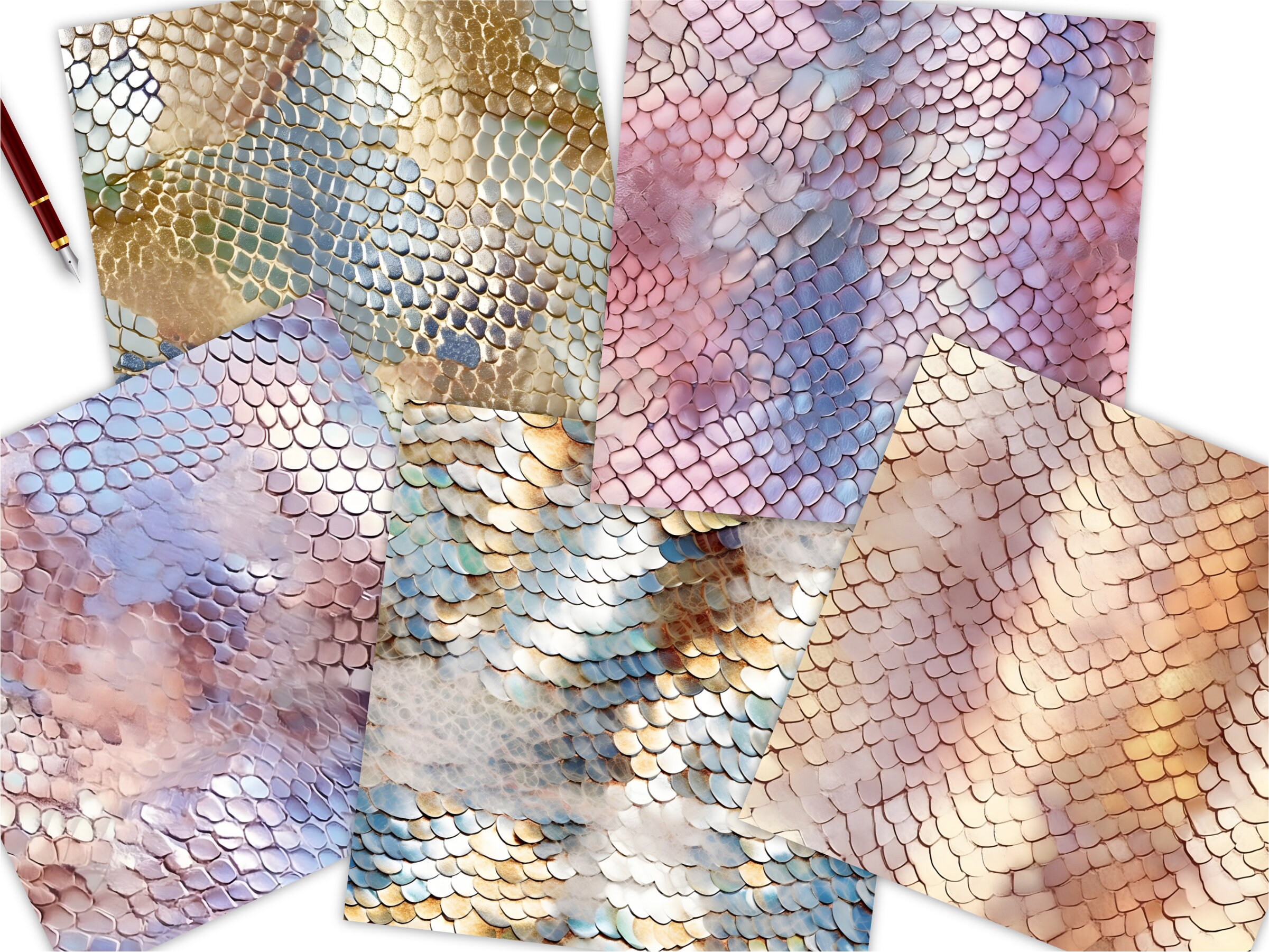 Pastel Snakeskin Digital Papers, Shimmery Animal Print Seamless ...