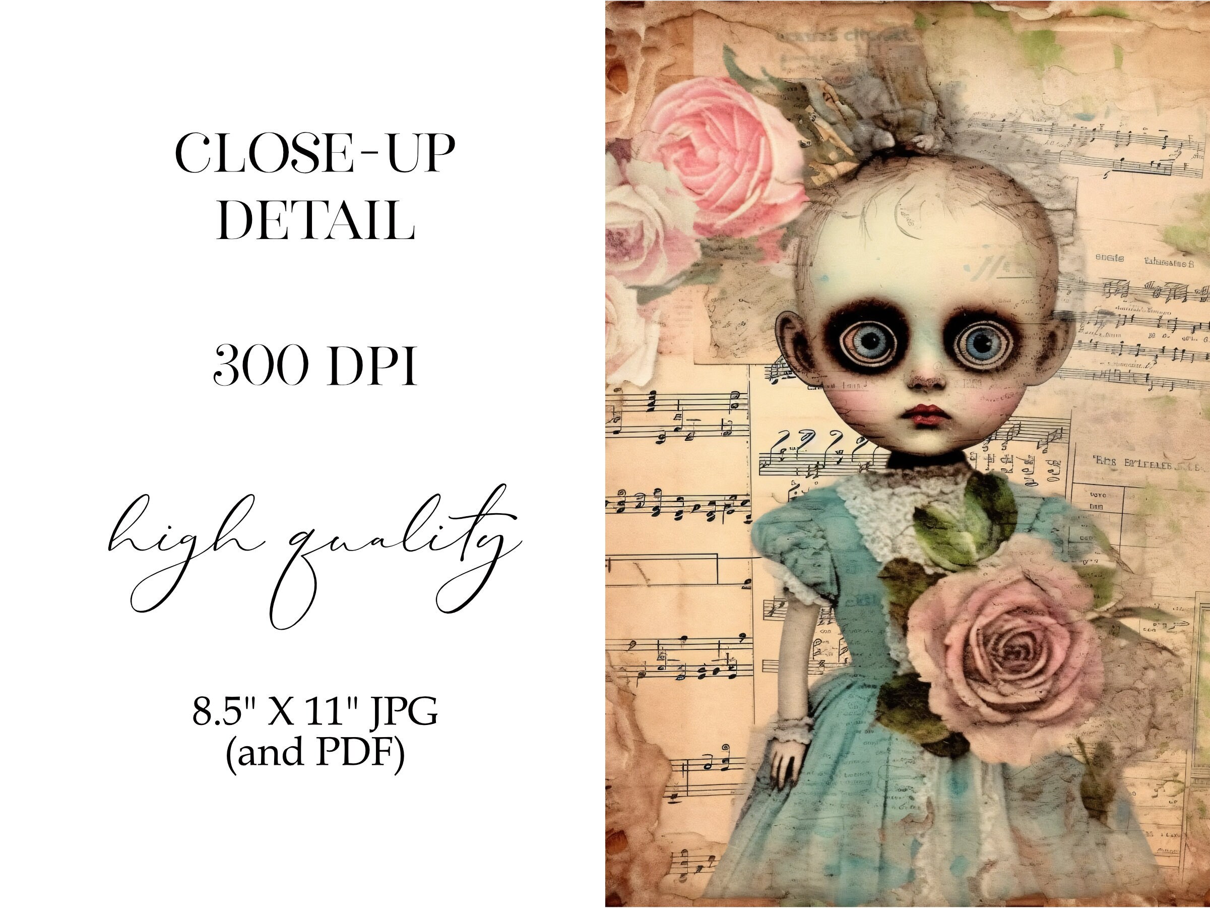 Creepy Dolls Junk Journal Pages, Halloween Steampunk Digital Planner ...