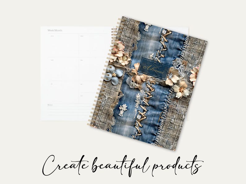 Denim Burlap Floral Seamless Patterns, Distressed Blue Jeans Fabric ...