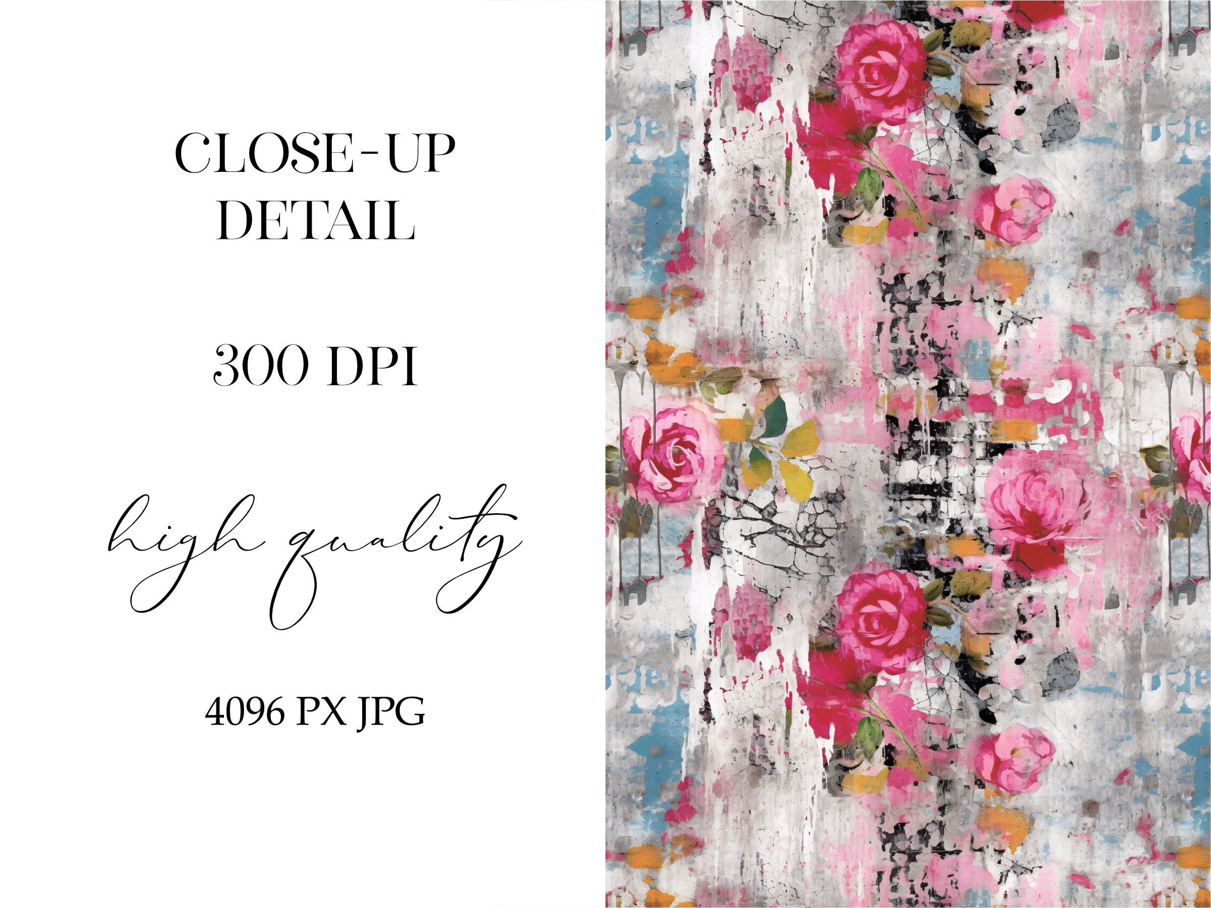 Girly Grunge Seamless Patterns, Splatter Paint Plaster Digital Papers ...