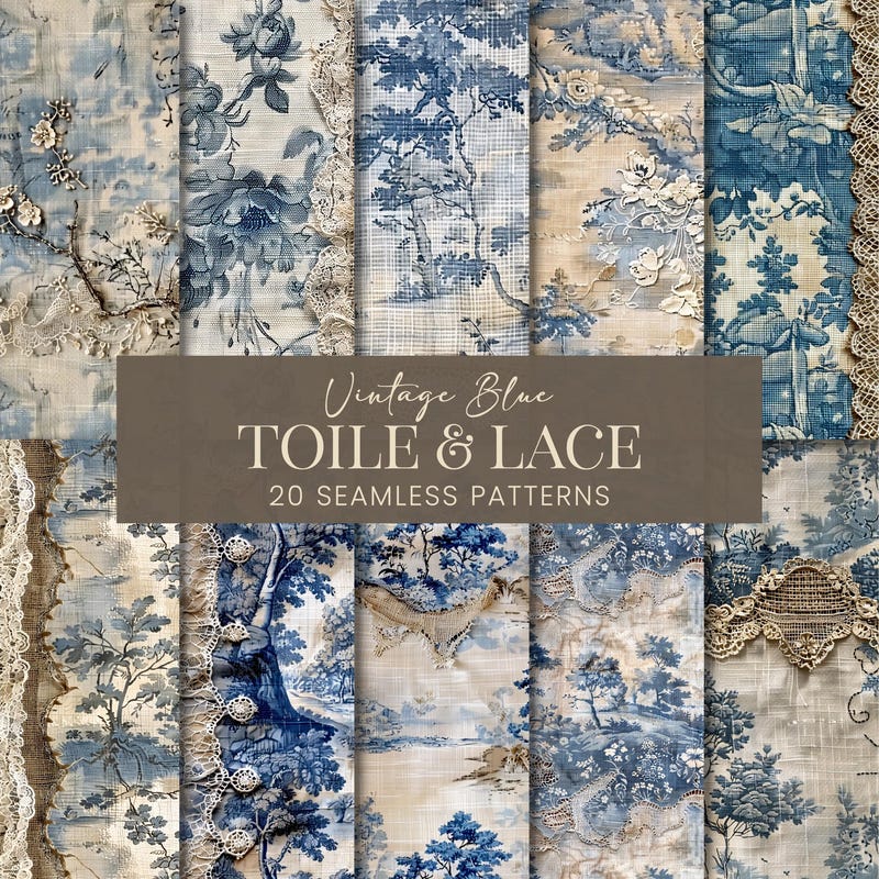 Blue Toile Fabric - Etsy