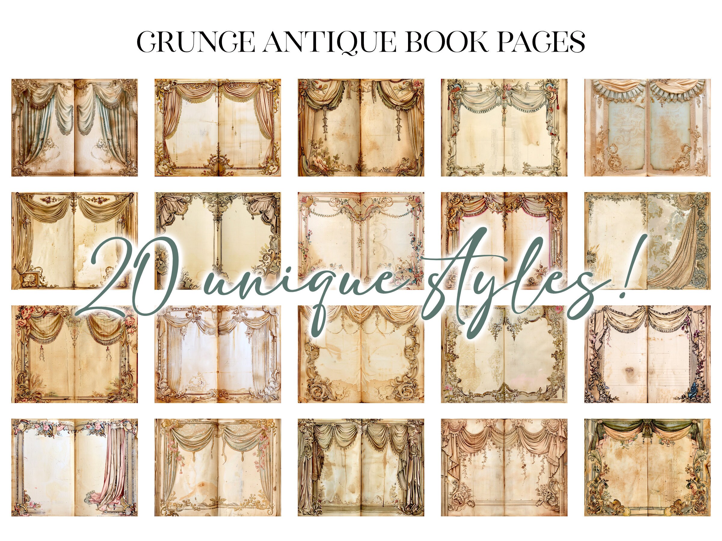 Antique Theater Curtains Junk Journal Book Pages, Vintage French Opera ...