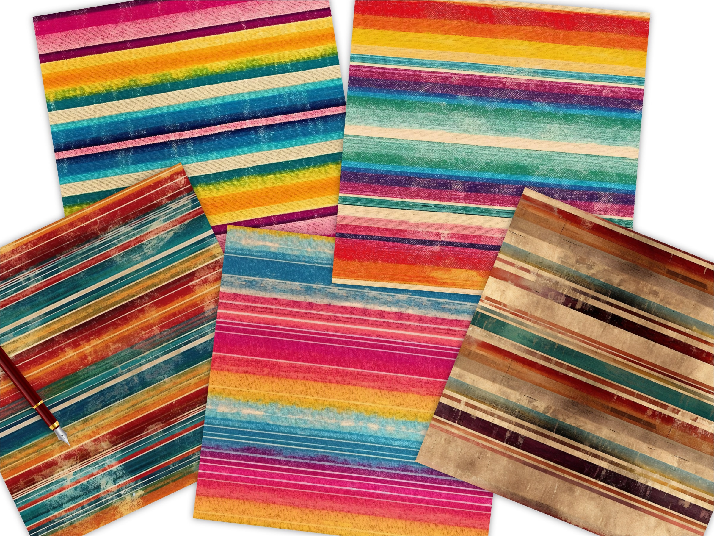 Mexican Serape Seamless Patterns, Distressed Striped Ethnic Blanket ...