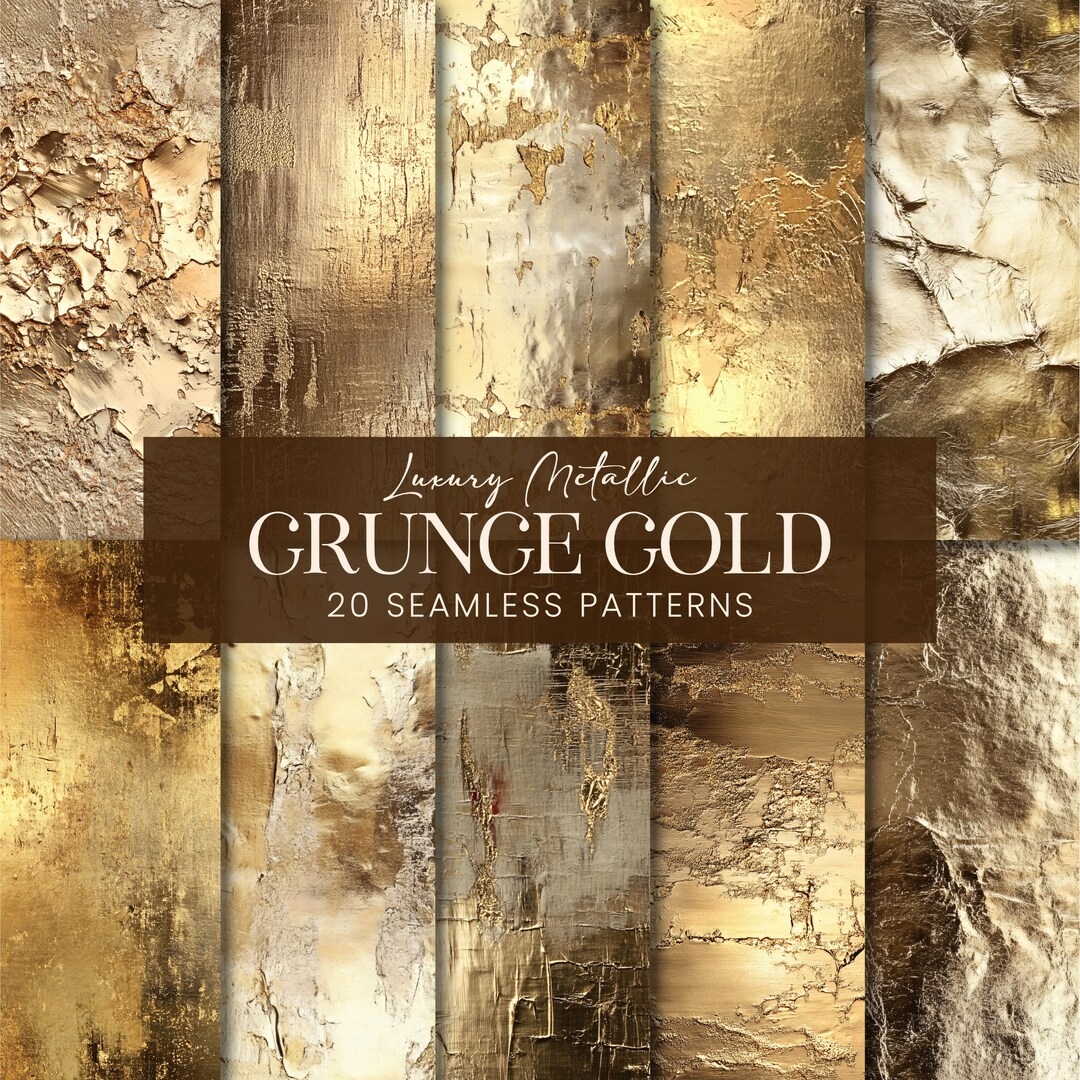 Grunge Gold Seamless Patterns, Luxury Painted Stone Textures Scrapbook ...