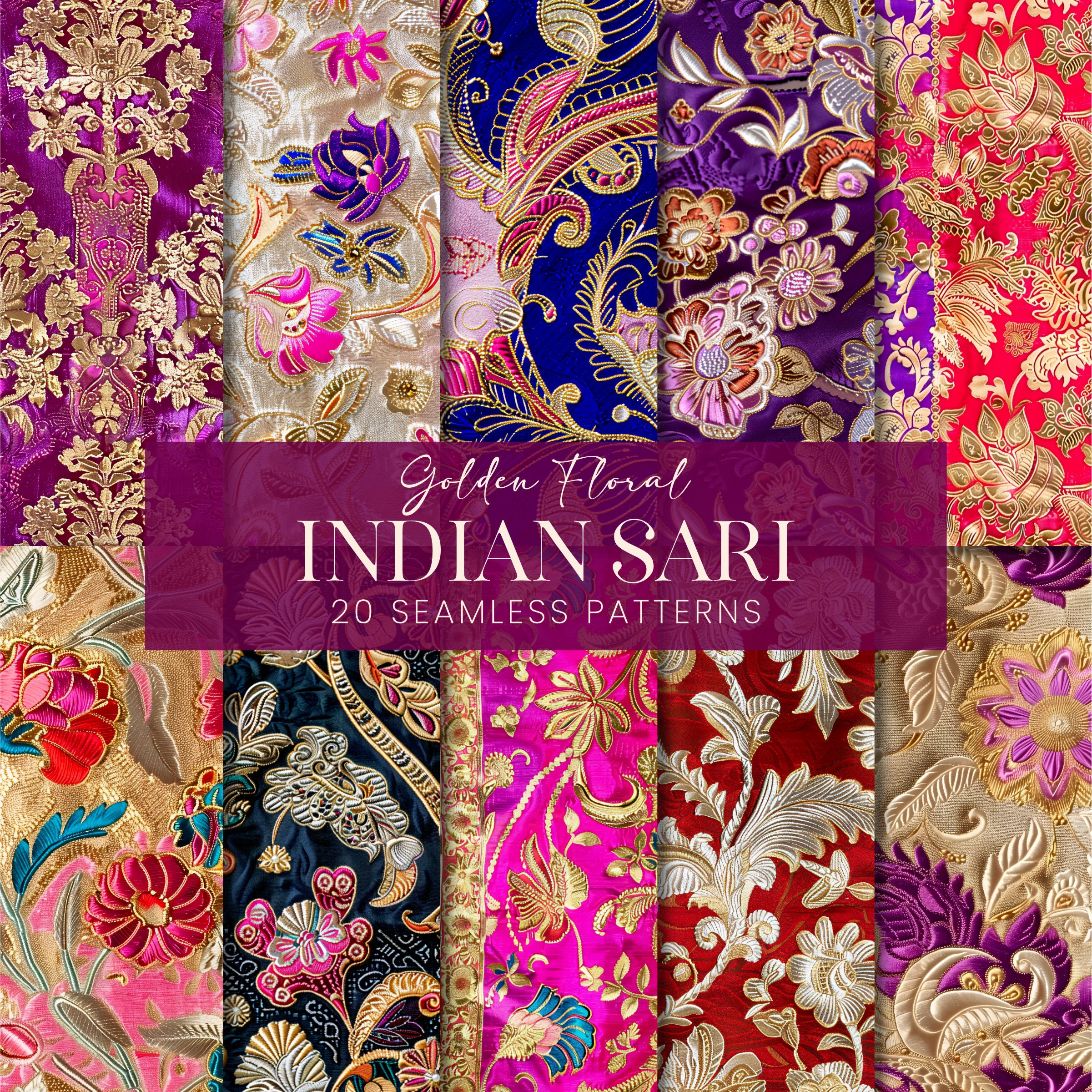 Sari Brocade Seamless Patterns, Luxury Indian Floral Fabric Texture ...