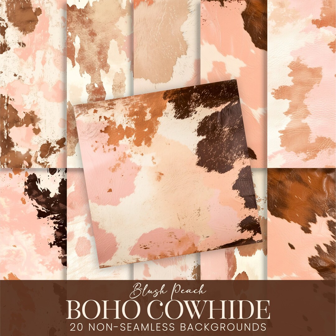 Boho Cowhide Patterns, Blush Pink Country Western Animal Print ...