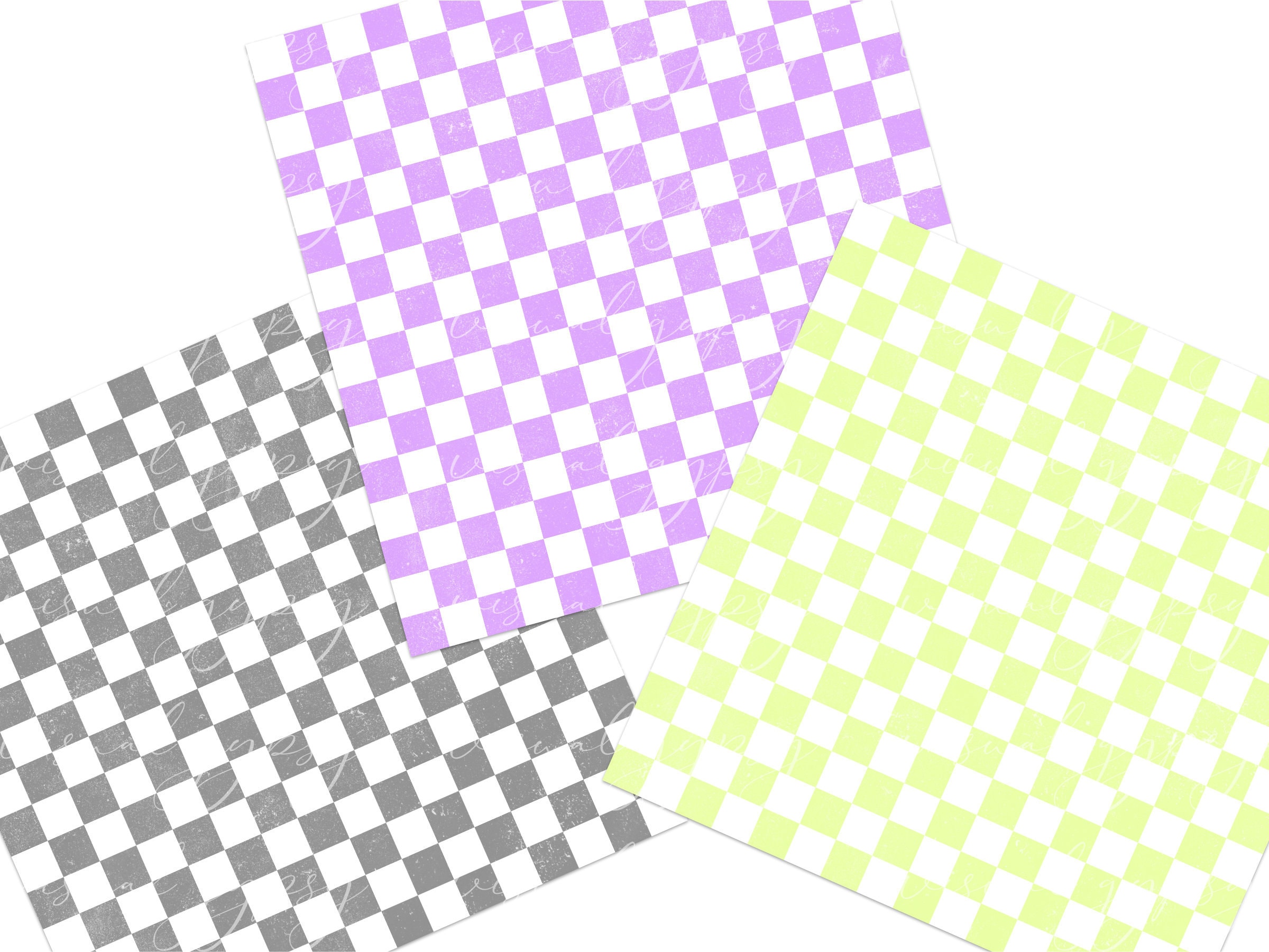 Distressed Checkerboard Digital Papers, Retro White and Colors Square ...