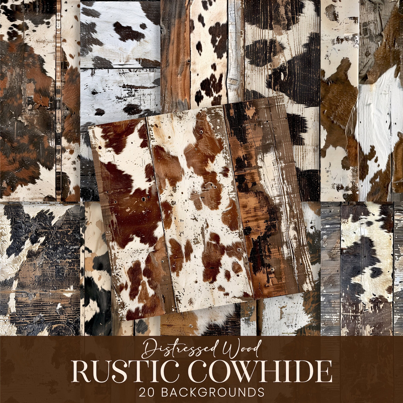 Cowhide Print Barn Wood Backgrounds, Rustic Distressed Wooden Sign ...