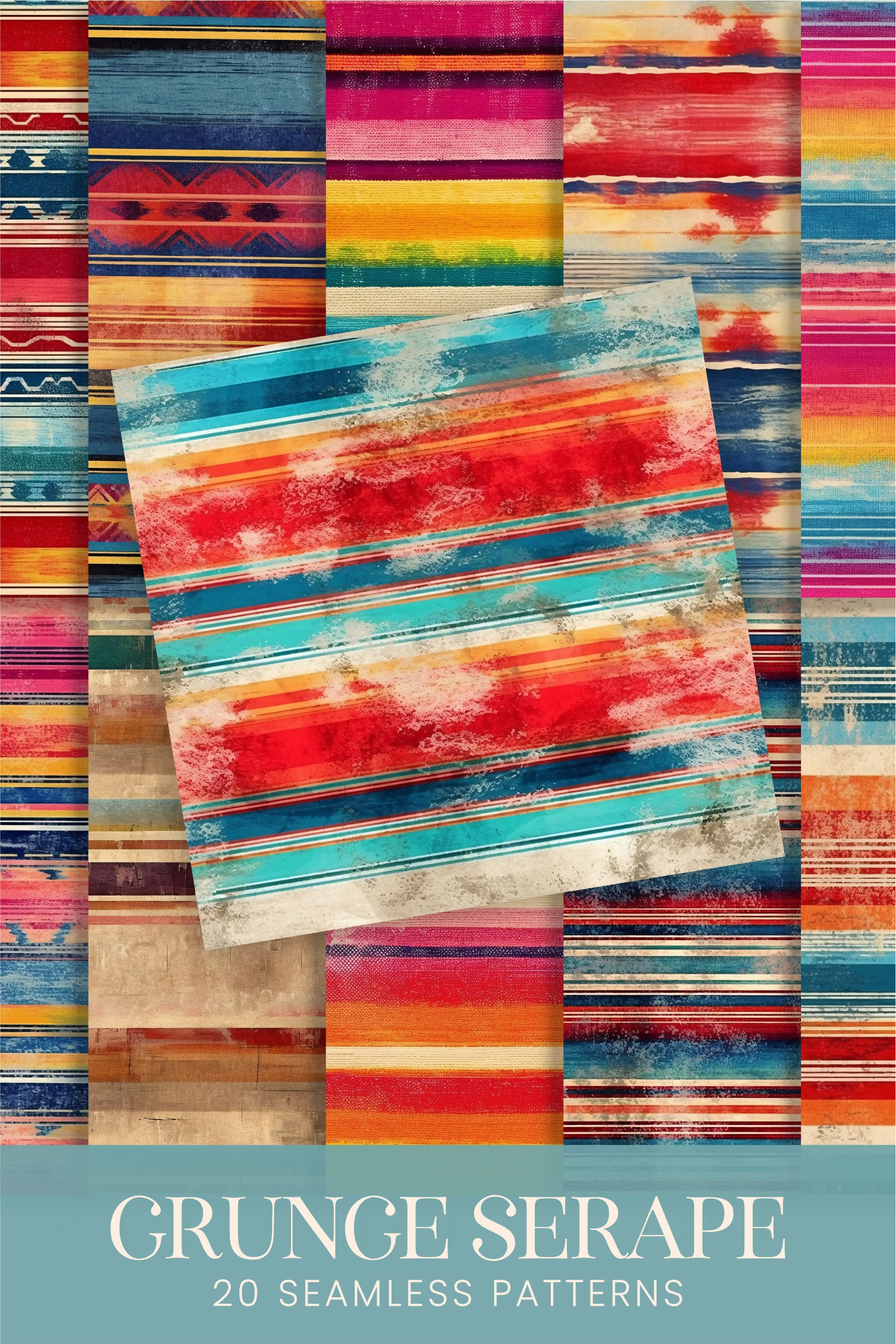 Mexican Serape Seamless Patterns, Distressed Striped Ethnic Blanket ...