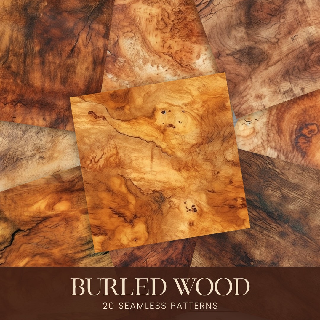 Burled Wood Seamless Patterns, Cherry Mahogany Tree Watercolor Digital ...