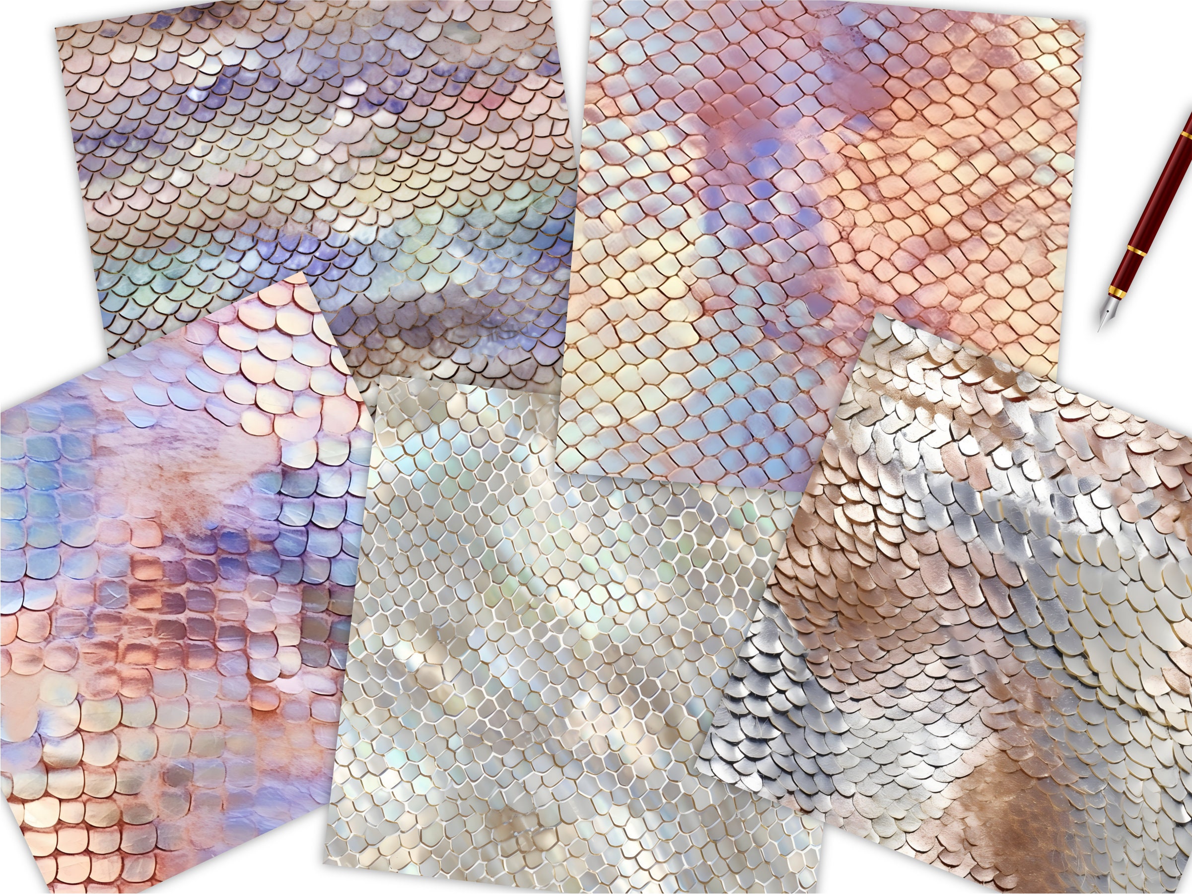 Pastel Snakeskin Digital Papers, Shimmery Animal Print Seamless ...