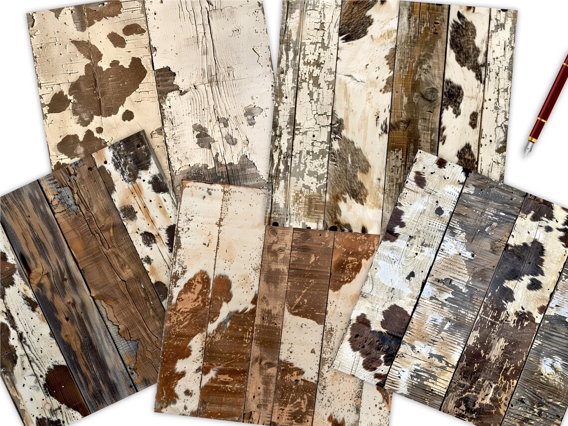 Cowhide Print Barn Wood Backgrounds, Rustic Distressed Wooden Sign ...