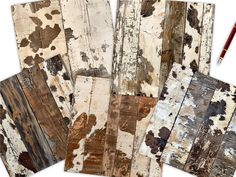 Cowhide Print Barn Wood Backgrounds, Rustic Distressed Wooden Sign ...