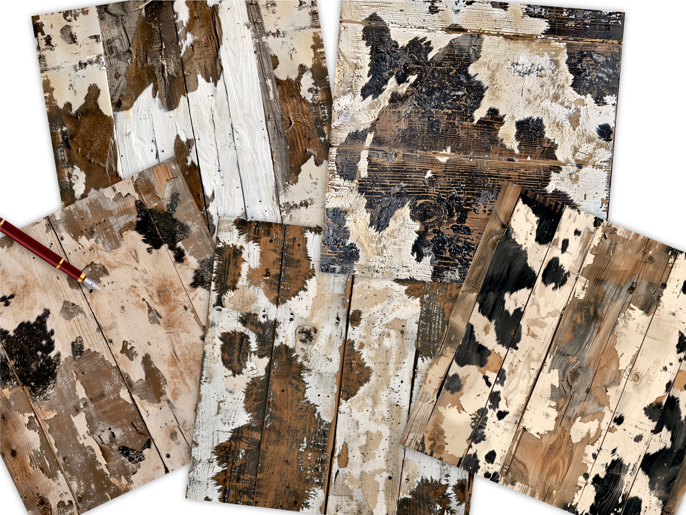 Cowhide Print Barn Wood Backgrounds, Rustic Distressed Wooden Sign ...