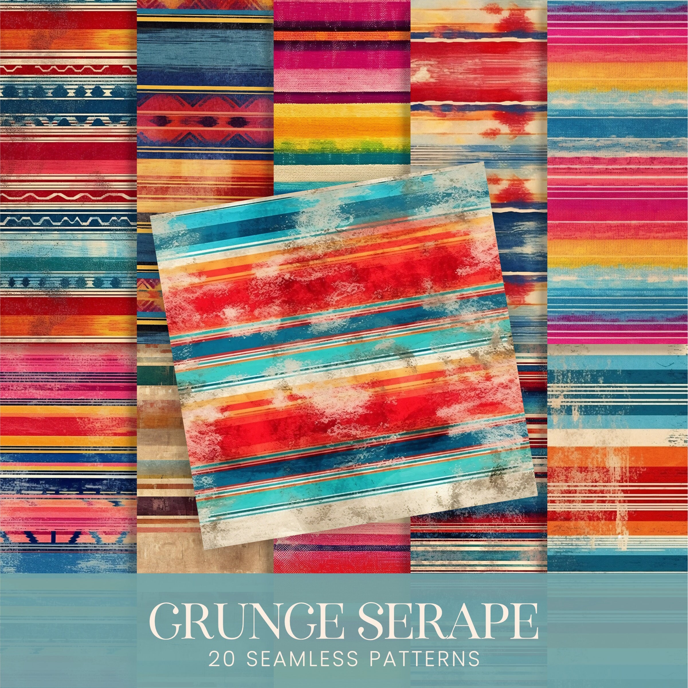 Mexican Serape Seamless Patterns, Distressed Striped Ethnic Blanket ...