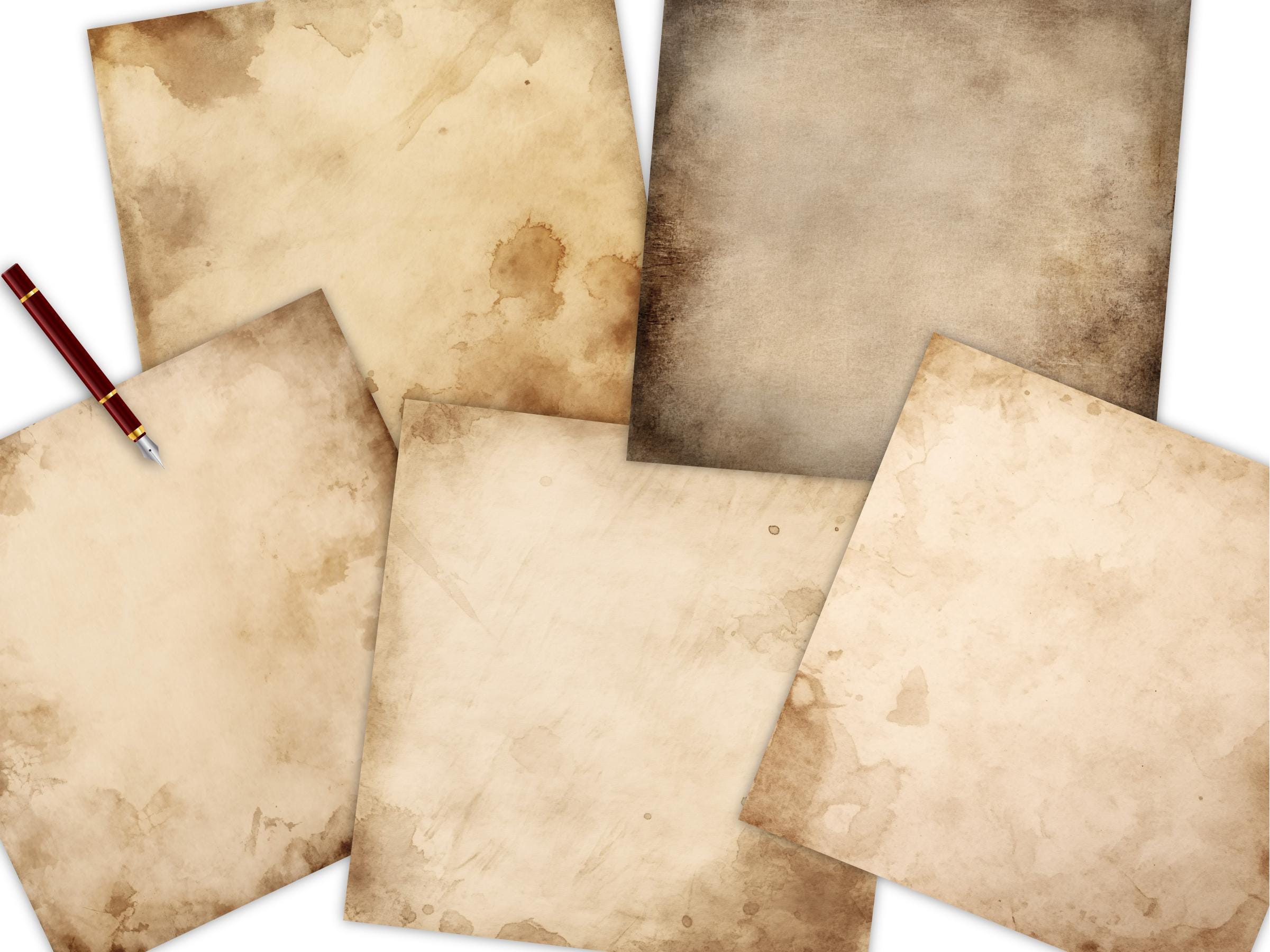 Tea Stained Paper Backgrounds, Aged Parchment Printable Craft Scrapbook ...