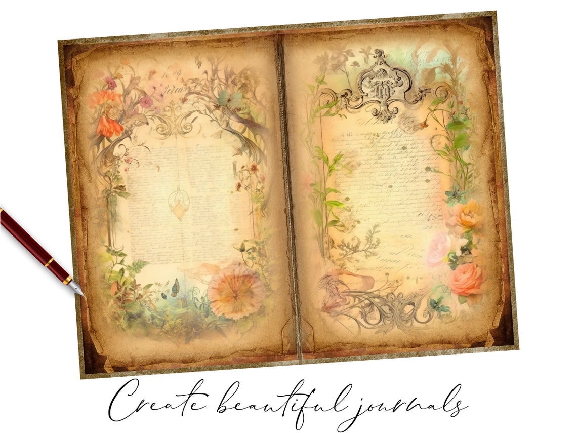 Enchanted Forest Junk Journal Pages, Vintage Storybook Ephemera Digital ...