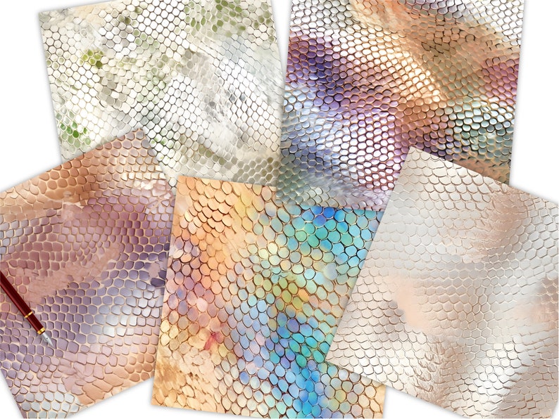 Pastel Snakeskin Digital Papers, Shimmery Animal Print Seamless ...