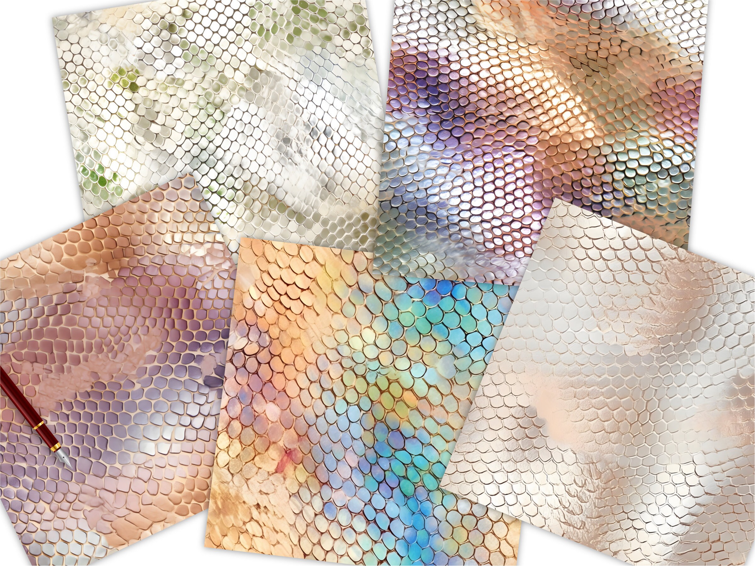 Pastel Snakeskin Digital Papers, Shimmery Animal Print Seamless ...