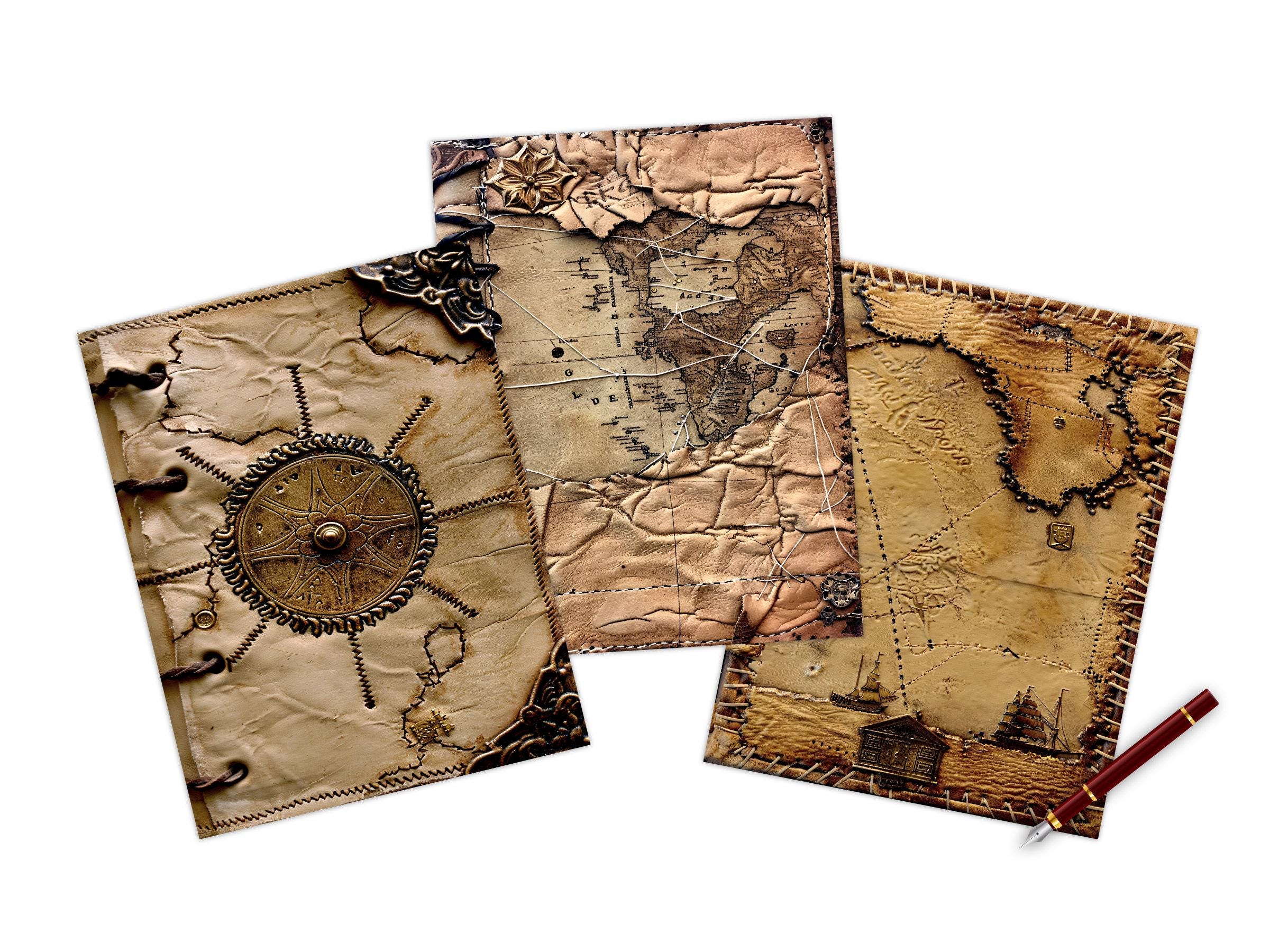 Weathered Travel Journal Book Covers, Stitched Antique Aged Leather ...