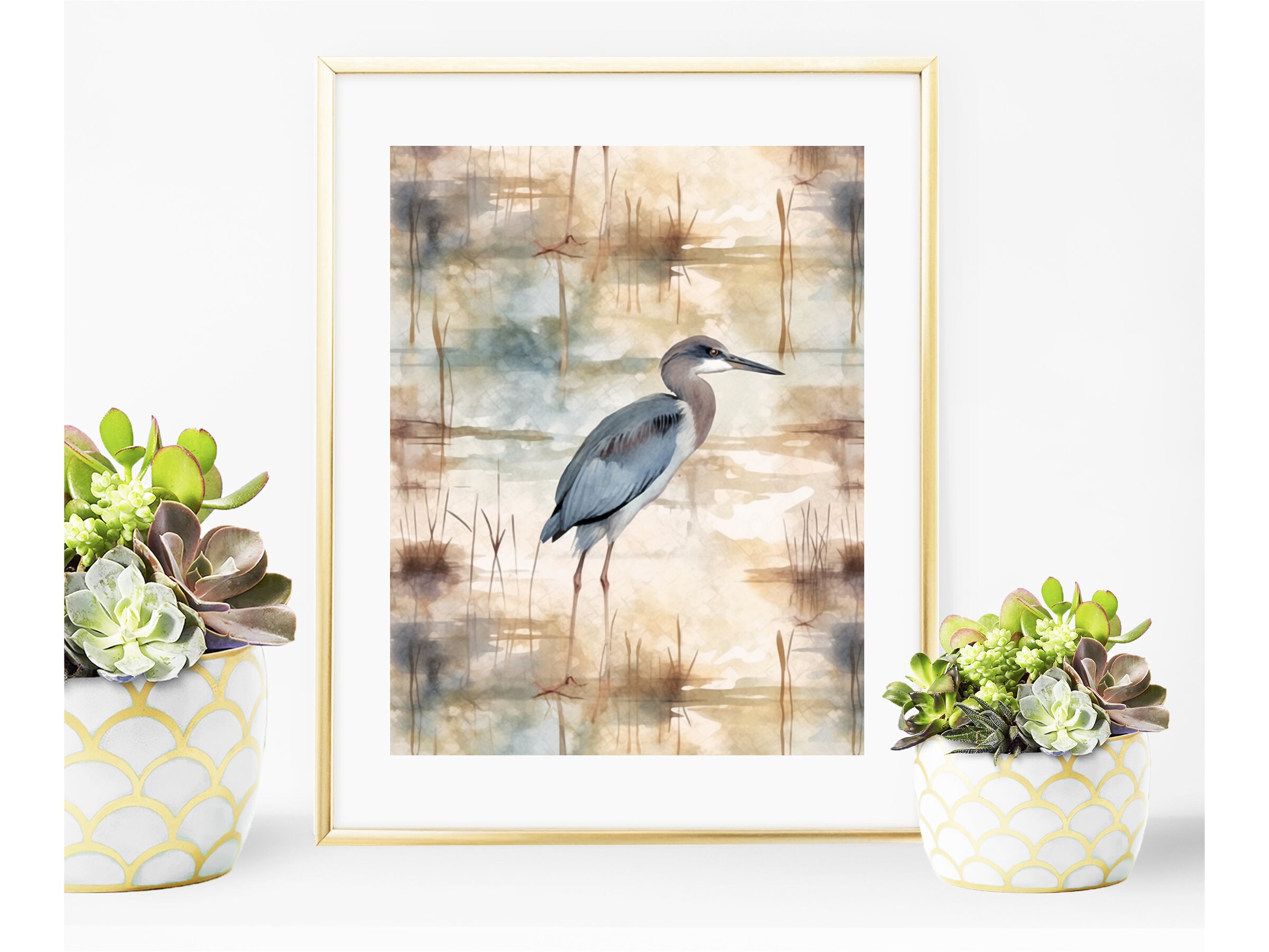 Water Fowl Seamless Patterns, Herons Egrets Storks Digital Papers ...