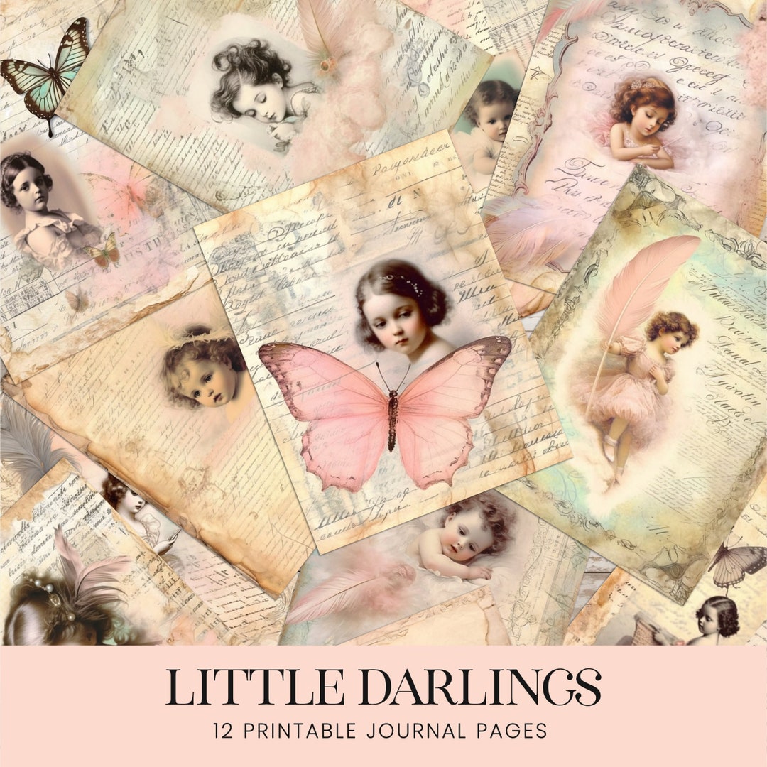 Little Girls in Pink Junk Journal Pages, Vintage Girl Photos Ephemera ...