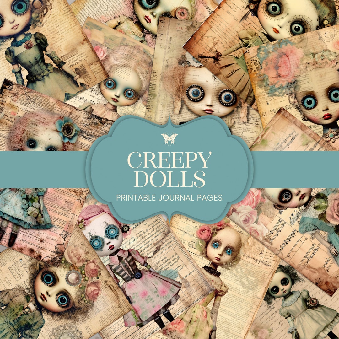 Creepy Dolls Junk Journal Pages, Halloween Steampunk Digital Planner ...