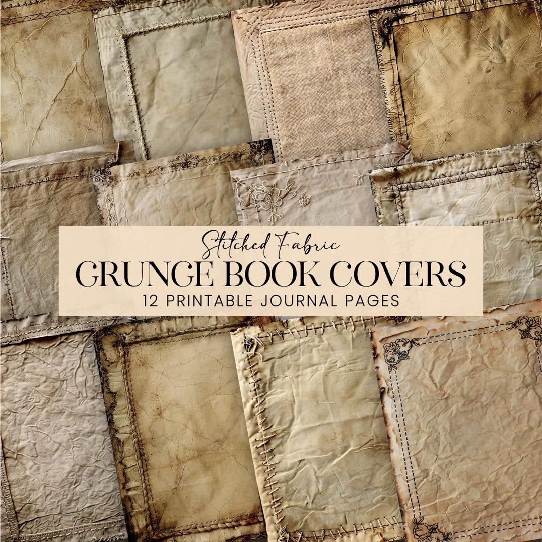 Stitched Fabric Book Covers, Antique Aged Journal Pages, Handmade Linen ...
