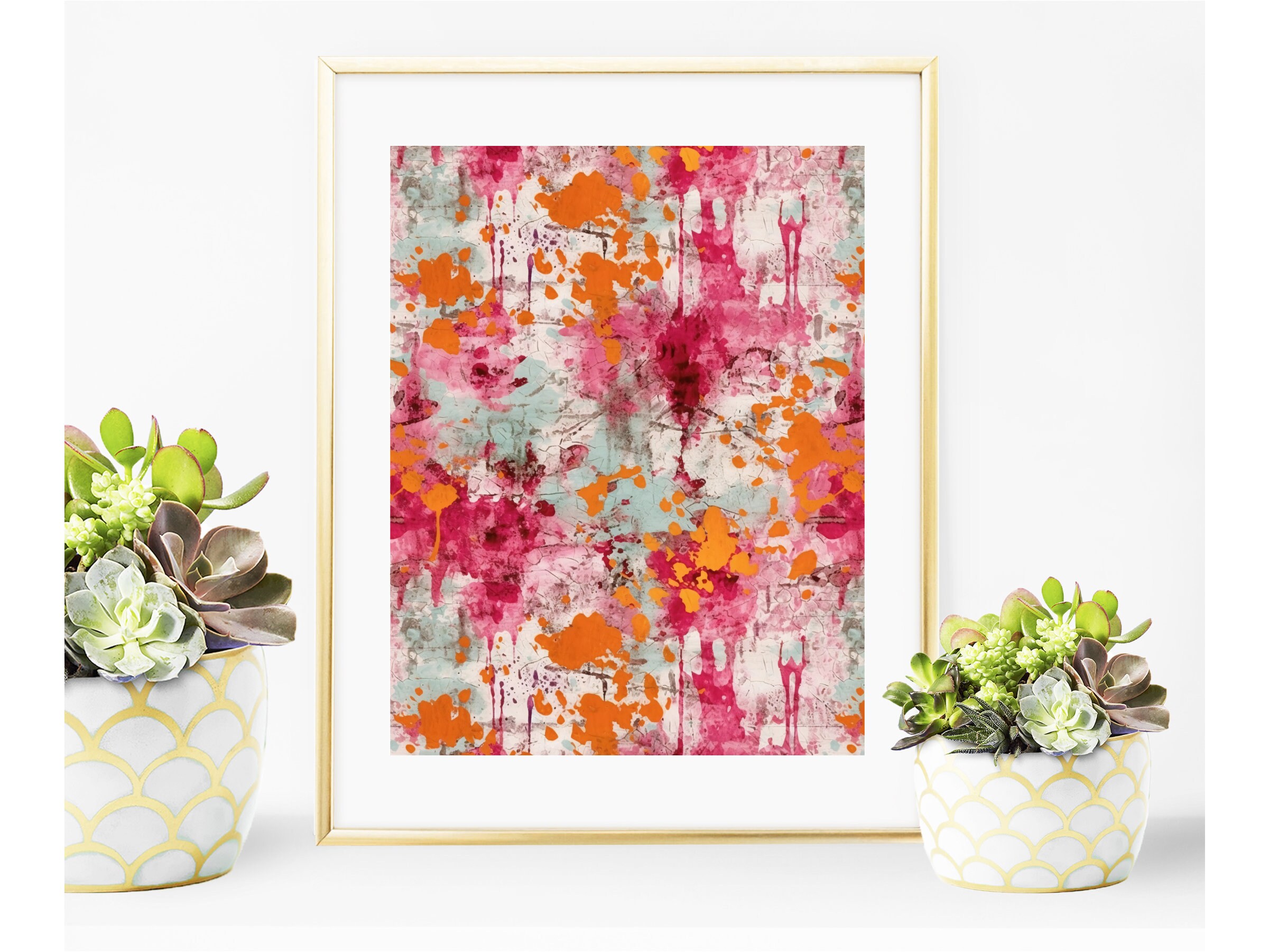 Girly Grunge Seamless Patterns, Splatter Paint Plaster Digital Papers ...