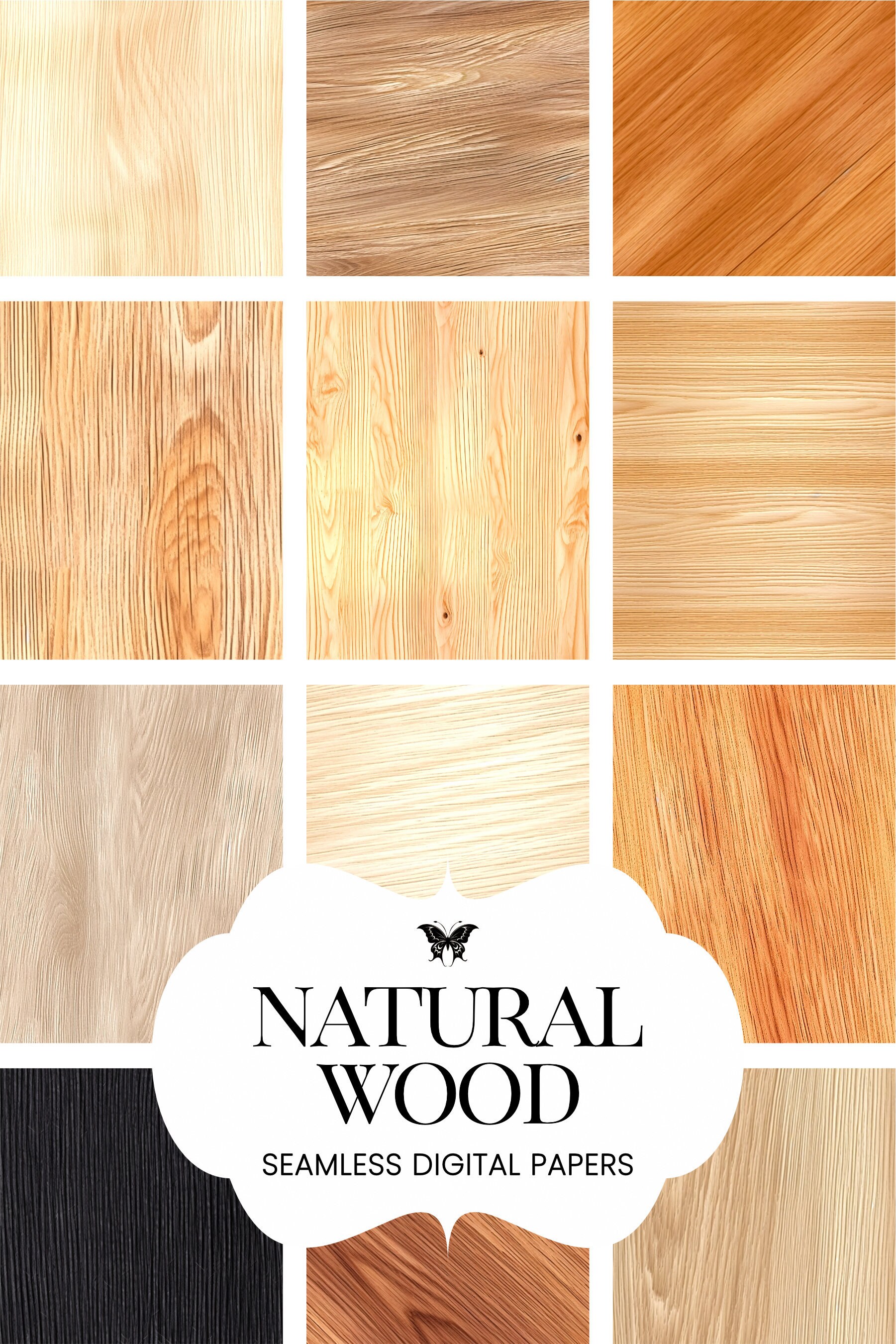 Natural Wood Seamless Patterns Cut Grain Texture Watercolor - Etsy