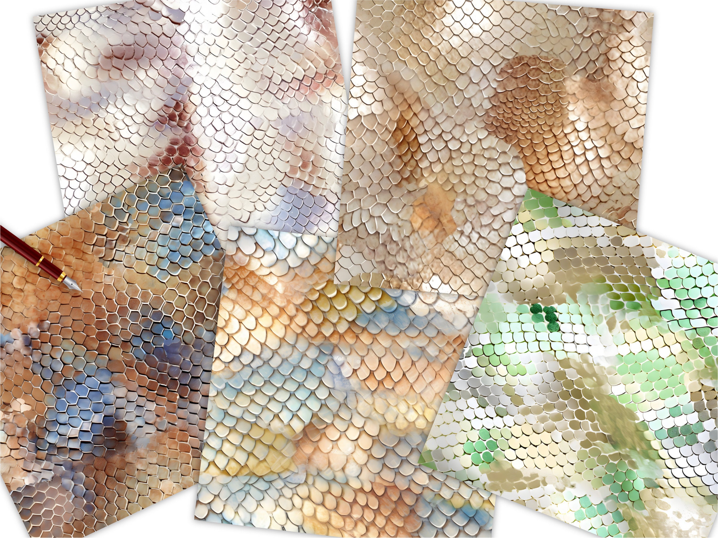 Pastel Snakeskin Digital Papers, Shimmery Animal Print Seamless ...