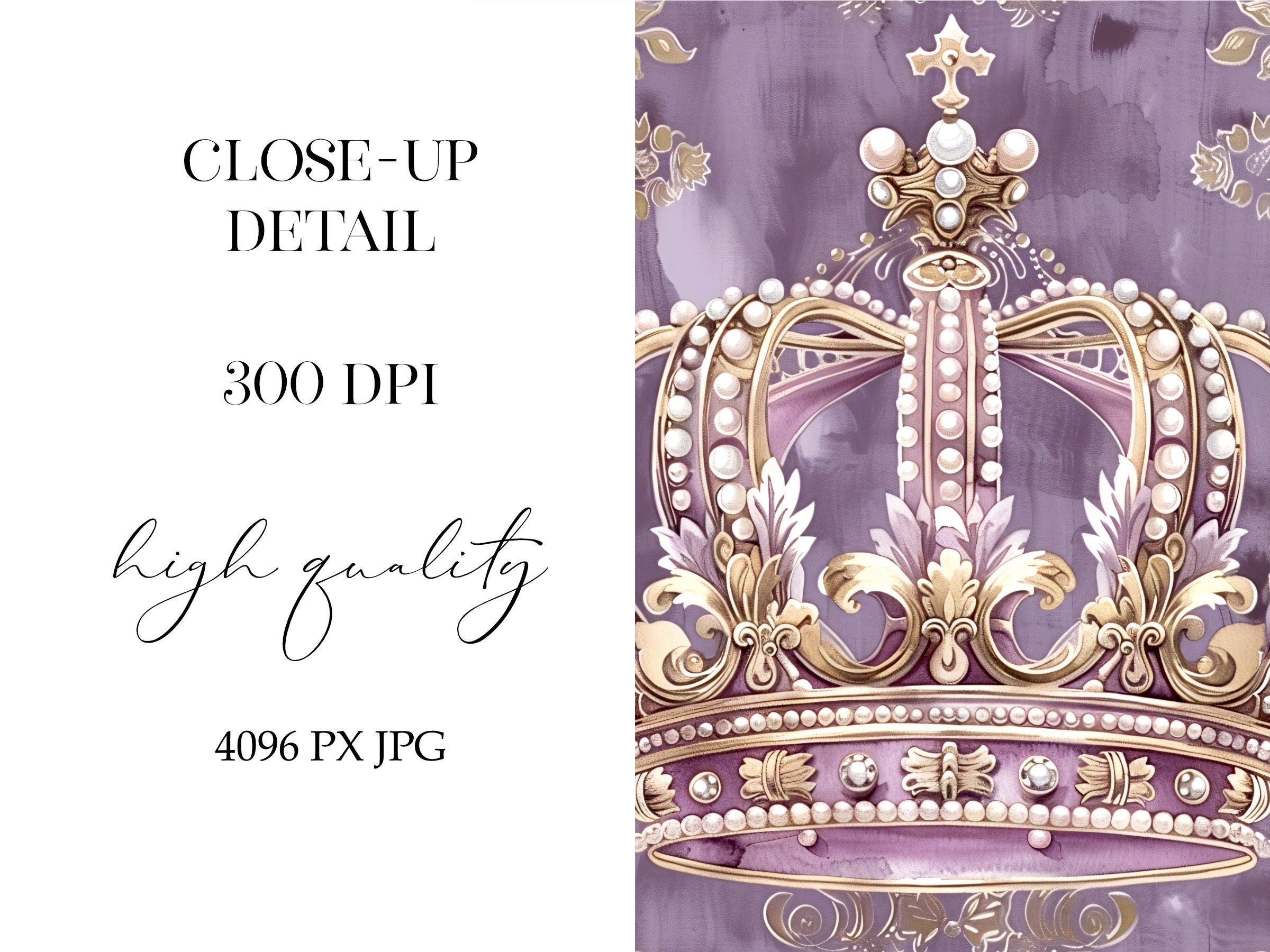 Princess Crowns Damask Seamless Patterns, Pearls Gold Scrapbook Paper ...