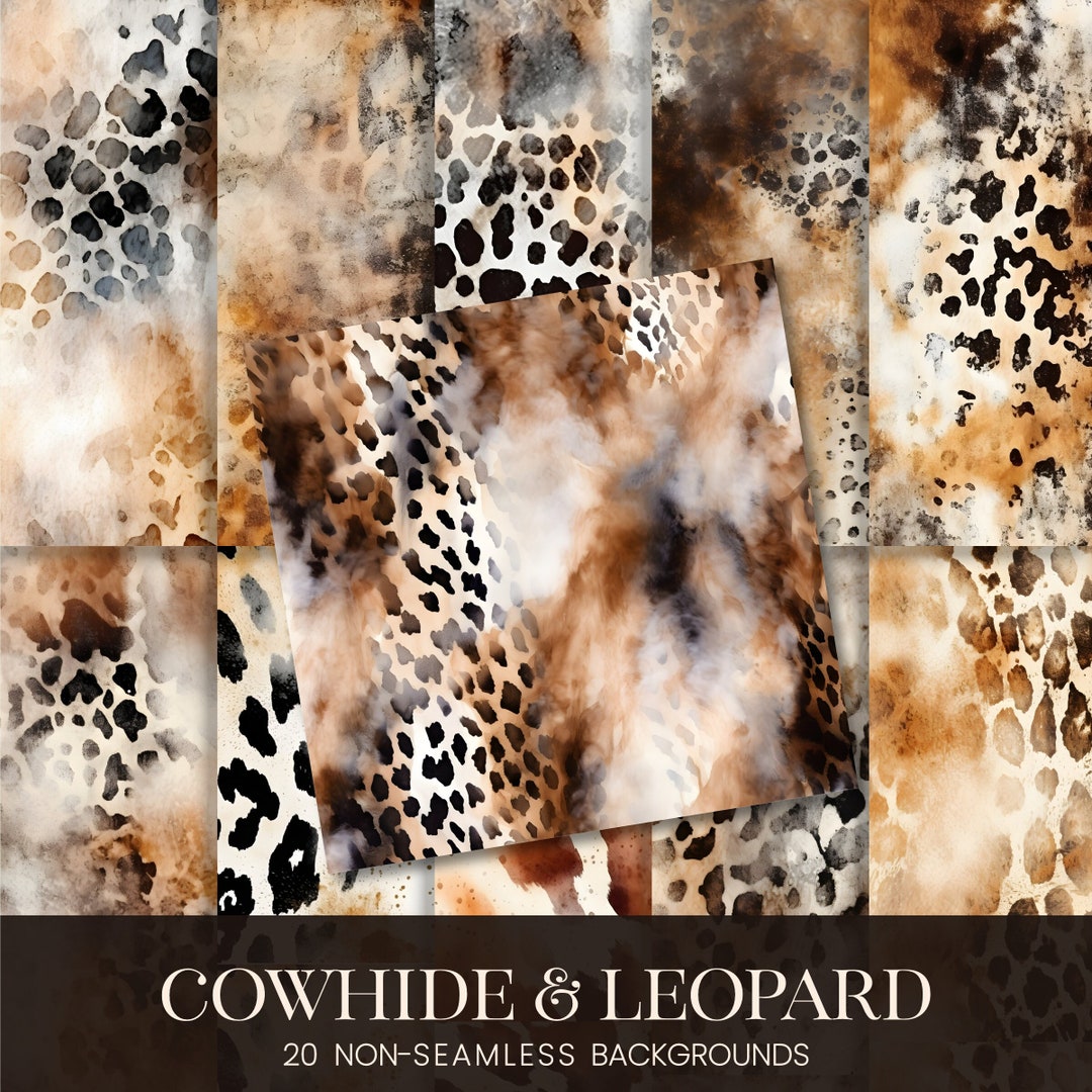 Cowhide Leopard Print Digital Papers, Abstract Western Cow Print ...