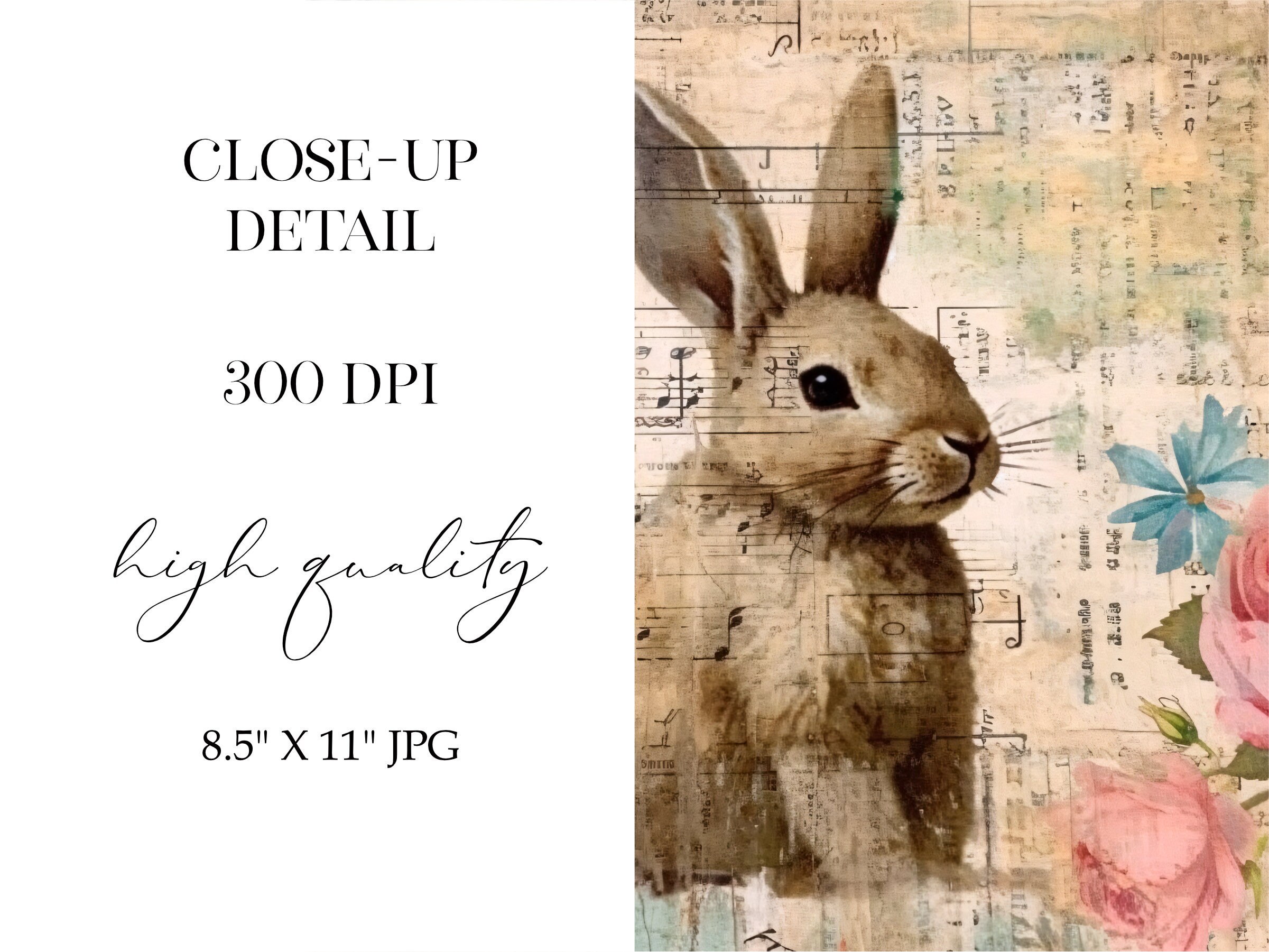 Spring Bunnies Junk Journal Pages, Antique Rabbits Distressed ...