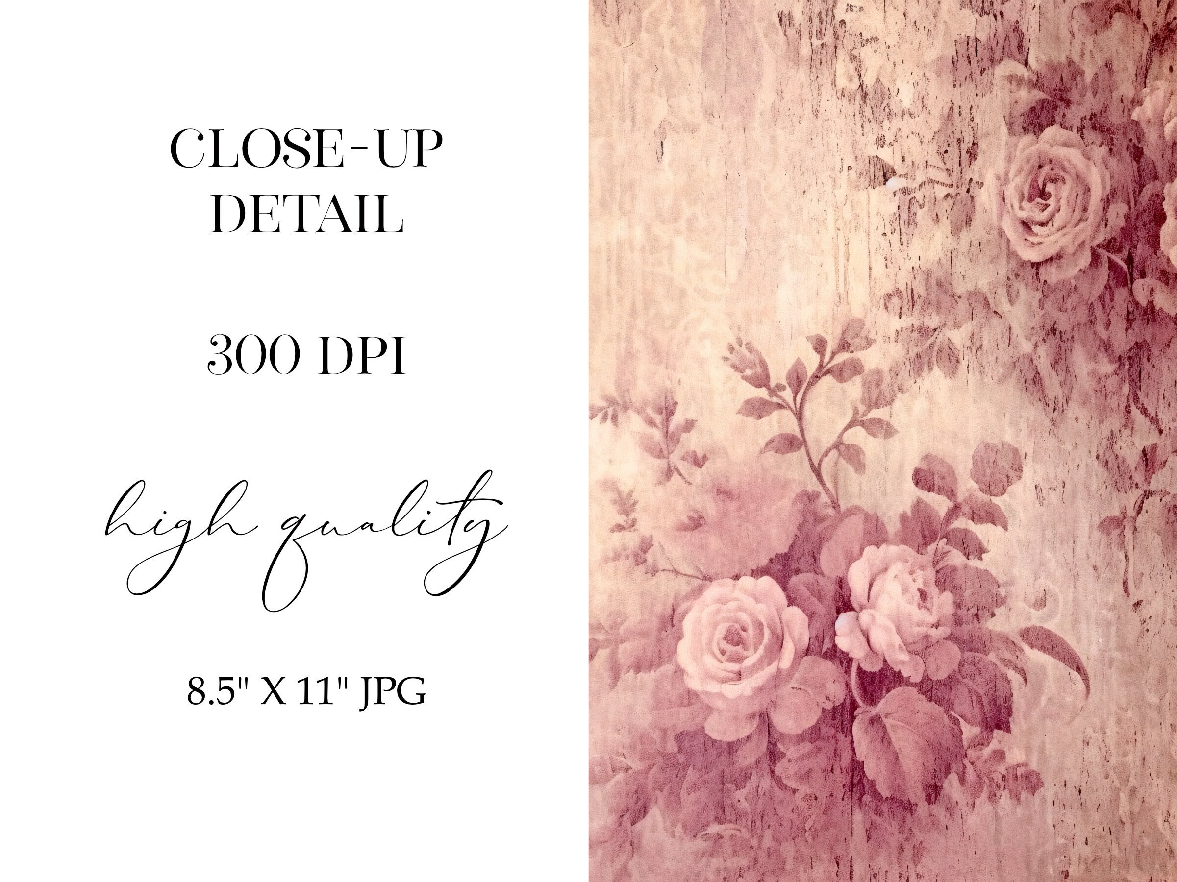 Dusty Pink Floral Junk Journal Pages, Mauve Grunge Flowers Lace Digital ...