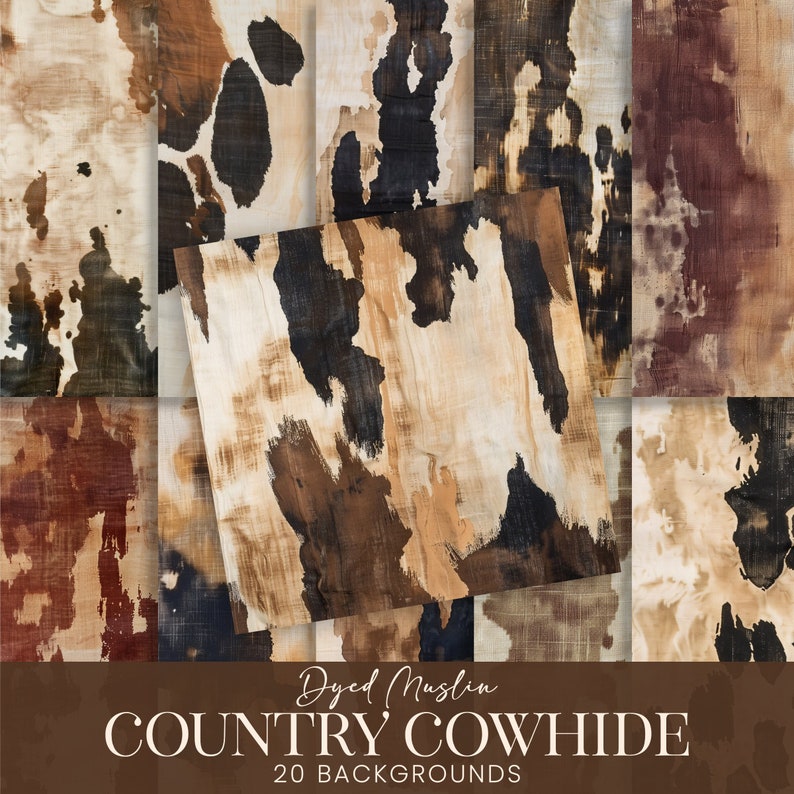 Western Cowprint Dyed Muslin Backgrounds, Rustic Cowhide Print Cloth ...
