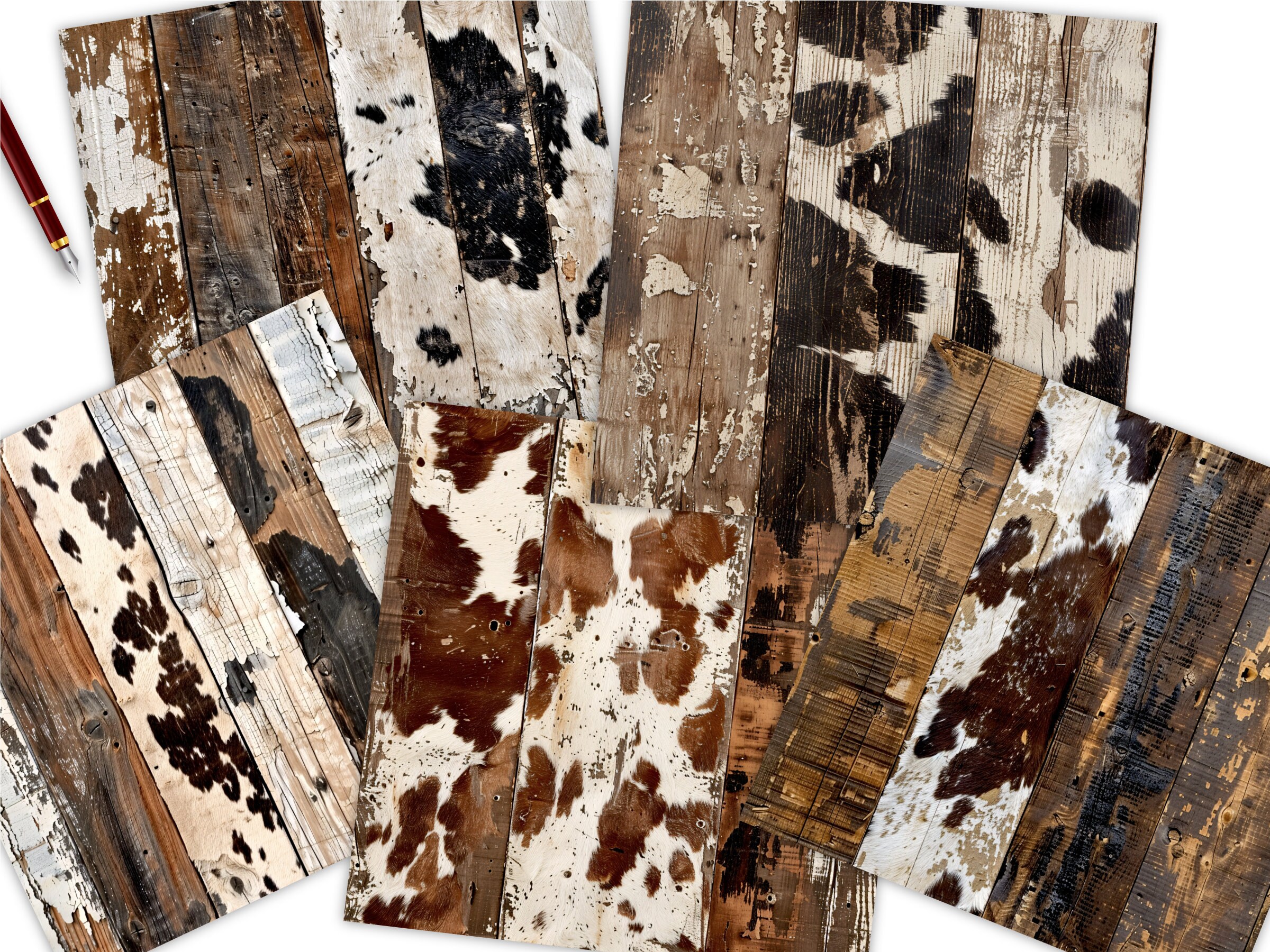 Cowhide Print Barn Wood Backgrounds, Rustic Distressed Wooden Sign ...