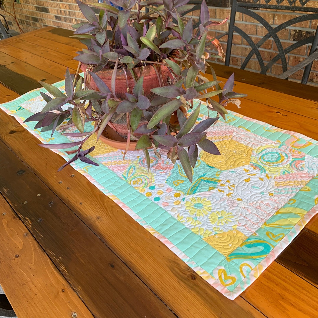 Reversible Quilted Table Runner With Soft Colors - Etsy