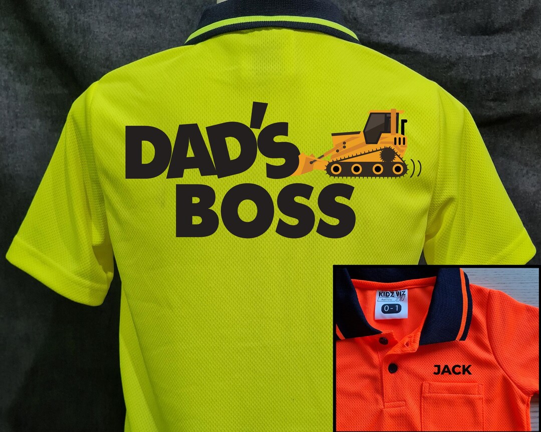 Dad's Boss + Name on Pocket : Kid Hi-vis Polo - Etsy