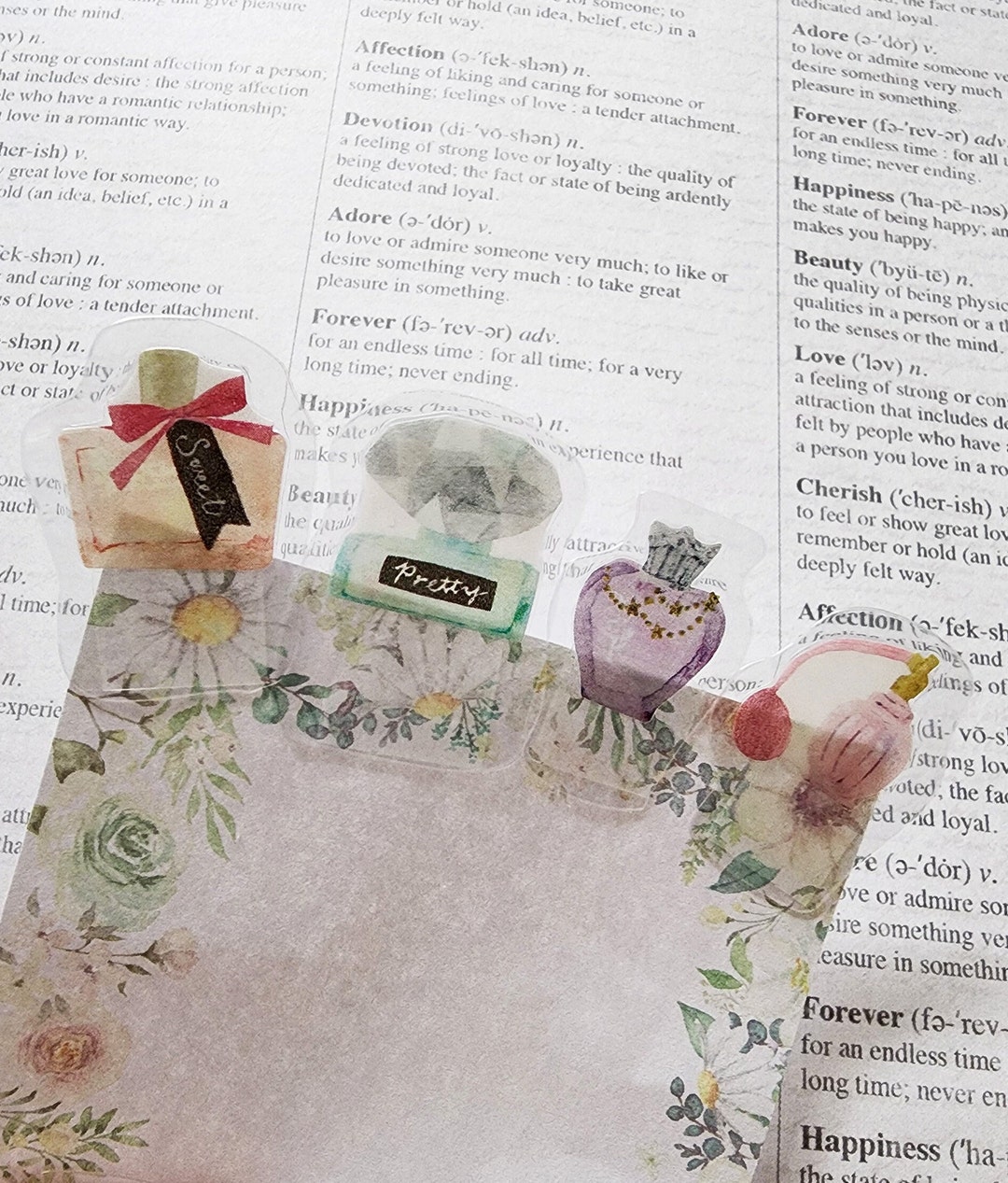 Repositionable Sticky Tabs Bookmarks Perfume Bottle Design for Planner ...