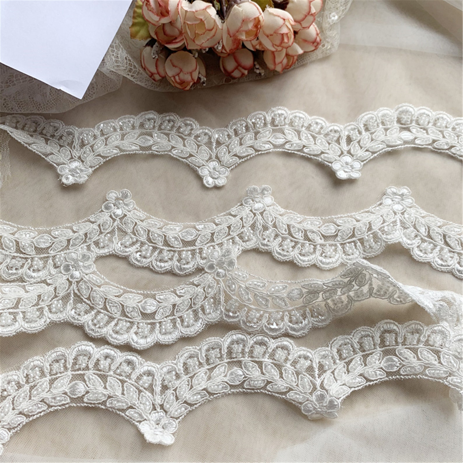3D Beaded Lace Trim for Veil Corded Lace Wedding Dress Lace - Etsy