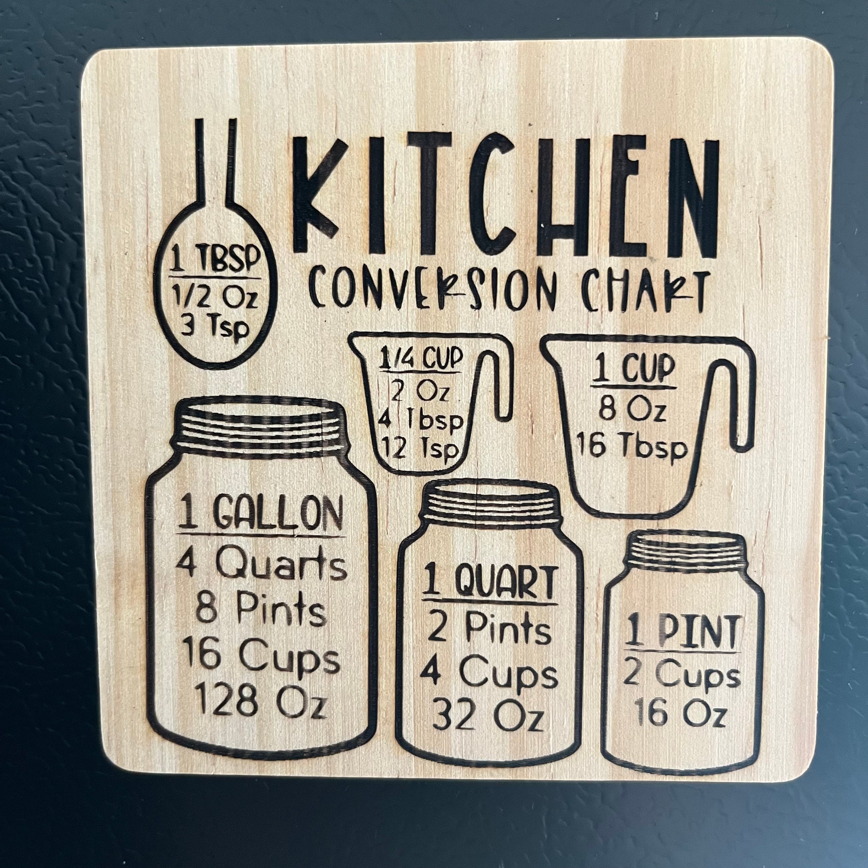 Kitchen Conversion Chart Magnet Wooden Magnet Kitchen - Etsy