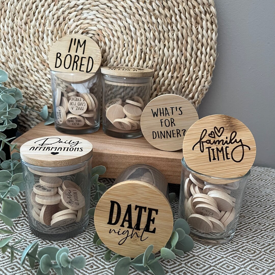Glass Token Jars Im Bored Mama Needs Whats for Dinner Daily Affirmation ...