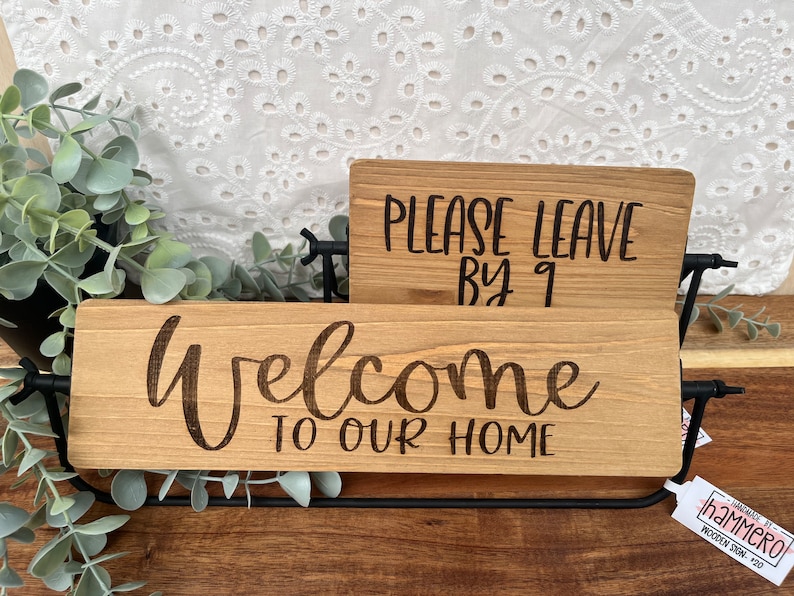 Rotating Welcome Sign Wood Home Decor Please Leave by 9 - Etsy