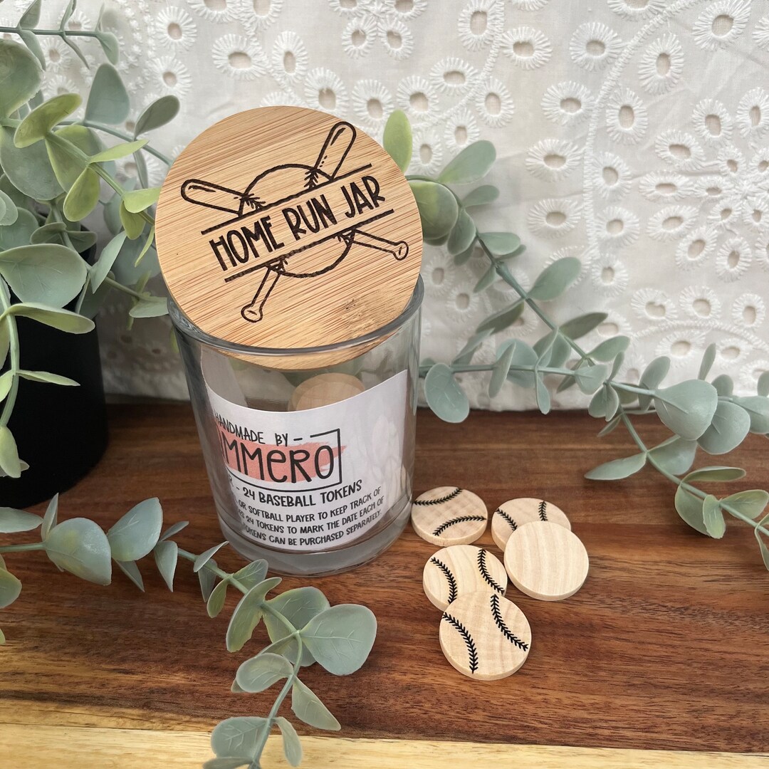 Glass Token Jars HOME RUN Jar Customizable for Name and Other Sports - Etsy