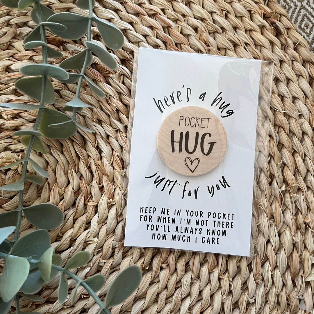 Pocket Hug - Optional Personalization - Wood Engraved Token - Etsy