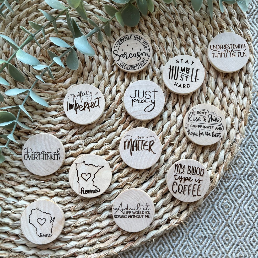 Circle Wooden Magnets - Custom Order or Select a Pre-made Design - Etsy